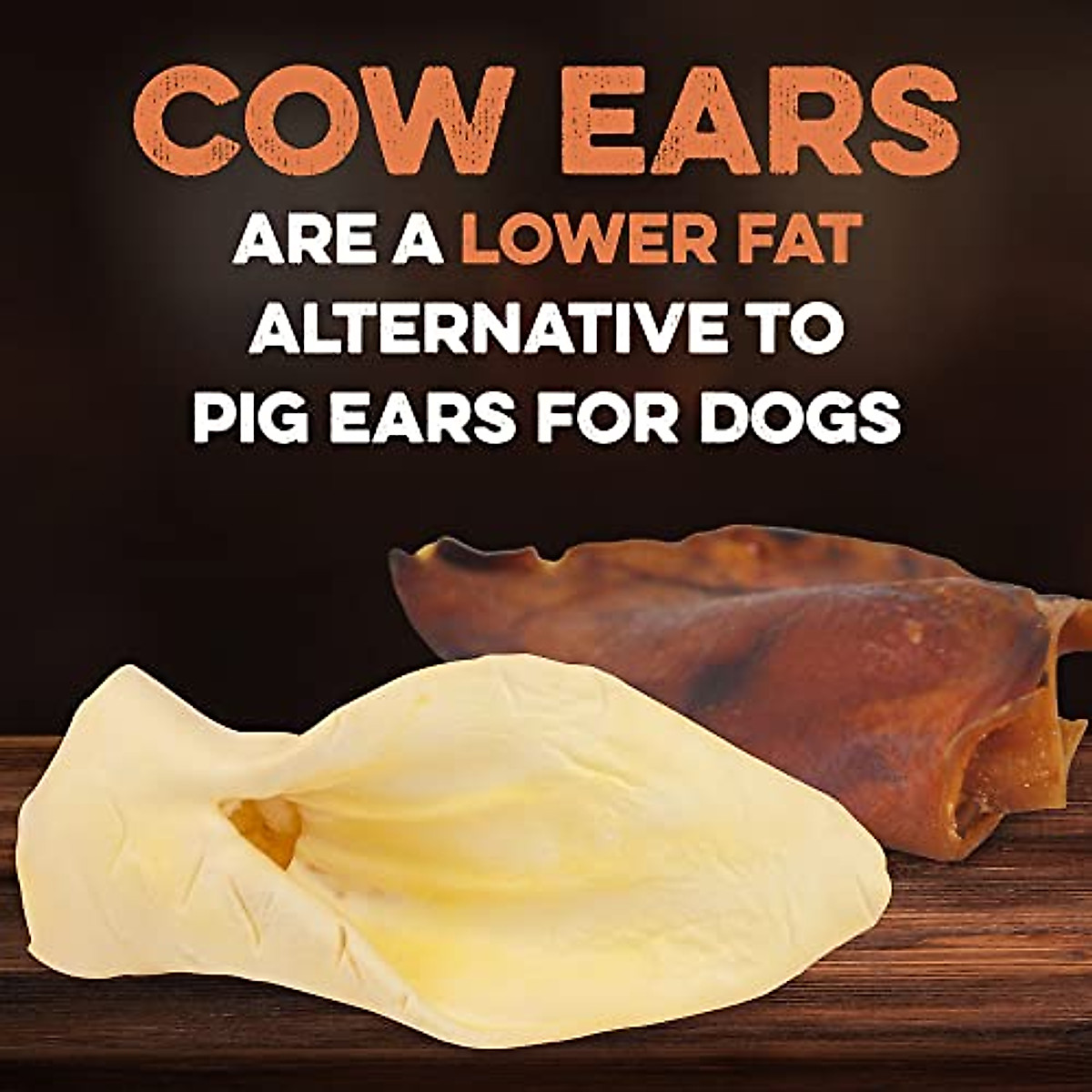 Premium Cow Ears For Dogs, Thick Cut & All-Natural Whole Ears, 100% Grass Fed Beef, No Additives Or Hormones, Safe Rawhide Alternative, Great Dog Treat Alternative To Pig Ears, Bully Sticks, Dog Bones