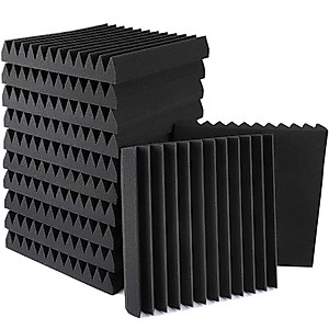 12 Pack Acoustic Panels Sound Proof Foam Panels 12 x 12 x 2 Inches Black Fireproof Soundproof Acoustic Panels for Walls Absorbing Noise Cancelling Panels for Recording Studios, Home, Offices Walls Cei