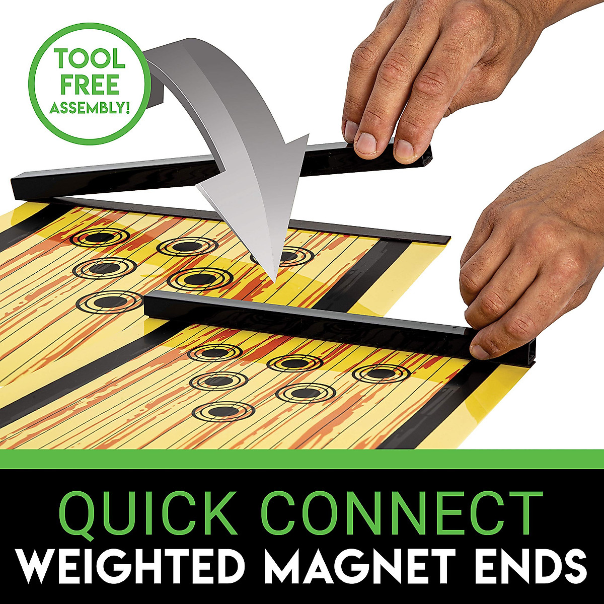 Franklin Sports Shuffleboard Table Game Mats – Tabletop Shuffleboard Mats and Pushers – Indoor Shuffleboard and Curling Games - Football Shuffleboard