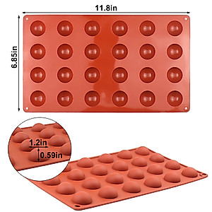 BUSOHA 24 Cavities Semicircle Silicone Molds - Mini Semi Sphere Round Dome Fondant Mold, Bomb Teacake Baking Pan for Cake Decoration, Chocolate Candy Gummy Mousse Jelly Pudding Ice Cube Tray, Set of 2