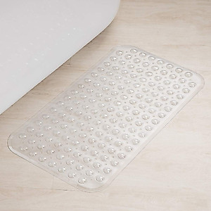 AmazerBath Shower Mat Non Slip, Medium Size 27.6 x 15 Inches Bath Mat for Tub with Suction Cups and Drain Holes, Bathtub Mat Bathroom Tub Mat Machine Washable (Clear)
