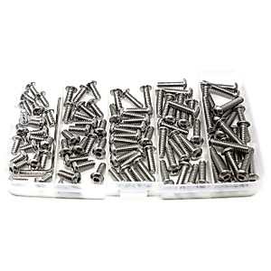 iexcell 100 Pcs #10-24 x 3/8", 1/2", 5/8", 3/4", 1" UNC Threads Stainless Steel 304 Hex Socket Button Head Cap Screws Bolts Assortment Kit