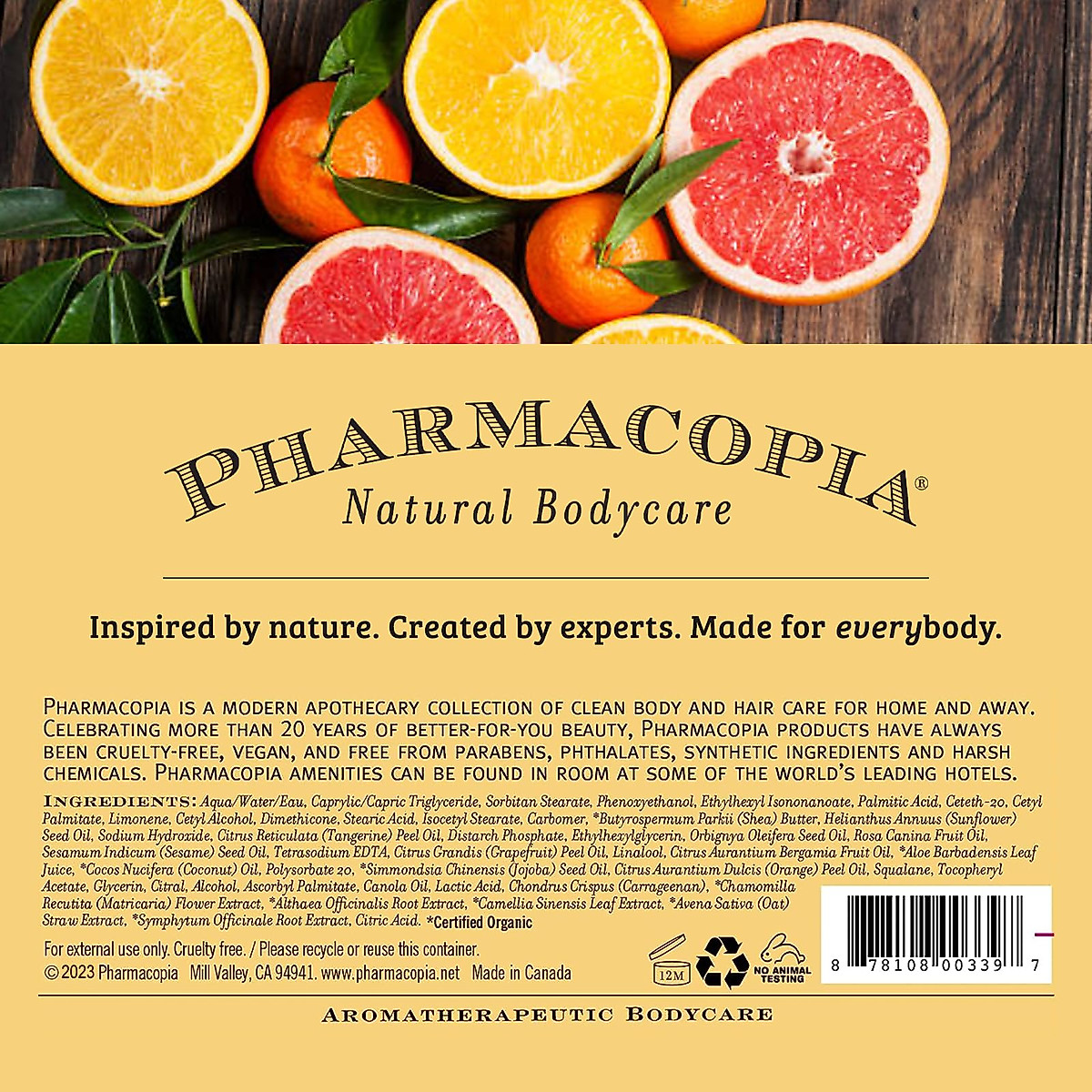 Pharmacopia Citrus Shampoo - Natural Hair Care with Plant Based & Organic Ingredients Aloe Vera, Jojoba Oil, Coconut Oil, and Chamomile Extract - Vegan, Cruelty Free, No Parabens or Sulfates, 16 oz