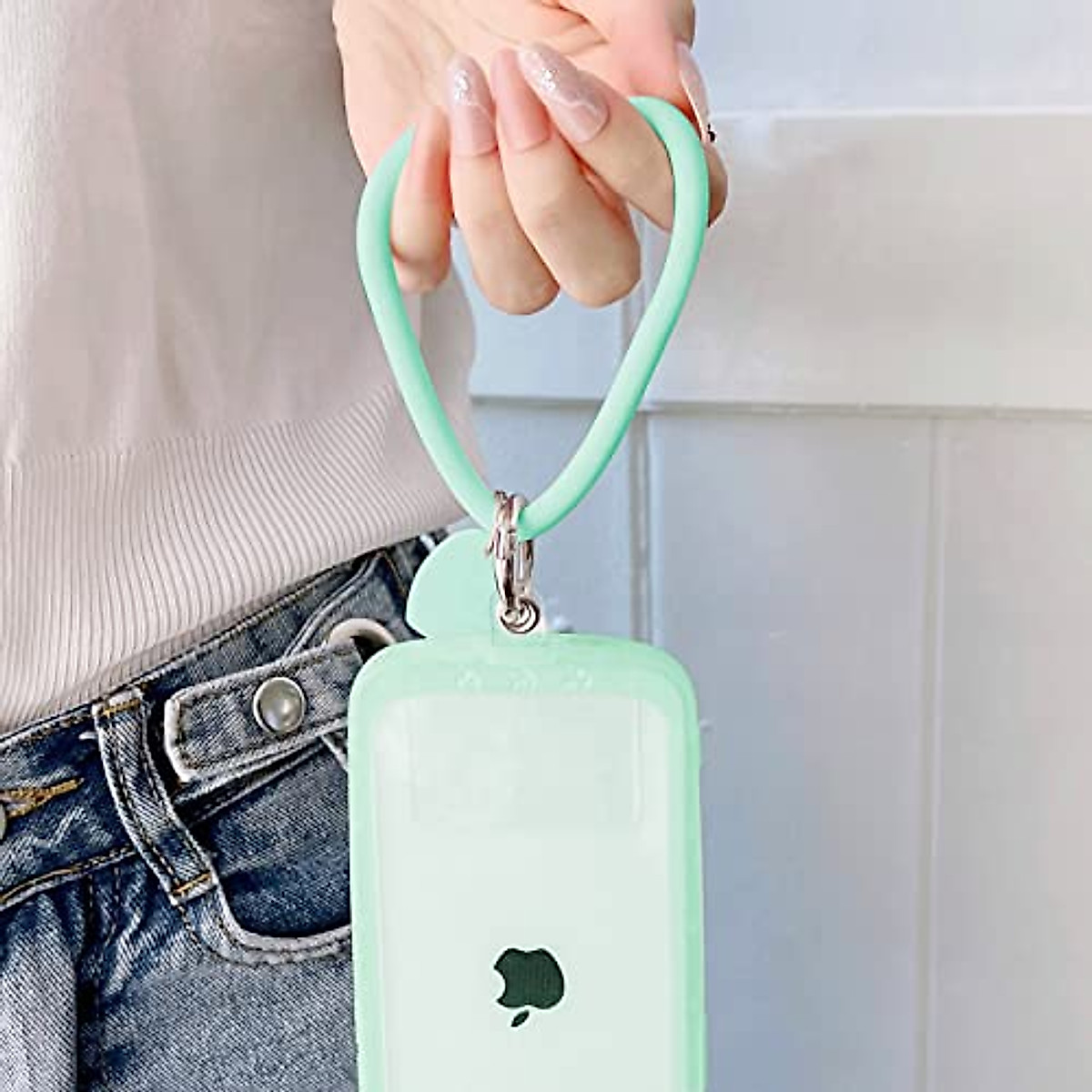 Naiadiy Silicone Heart Loop Phone Lanyard, Cell Phone Hand Wrist Lanyard Strap with Key Chain Holder, Universal for Phone Case Anchor Fit All Smartphones-Blue