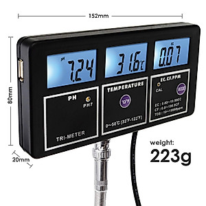 5-in-1 Water Quality Meter, PH EC CF TDS Temperature Multi-Parameter Water Quality Monitor with Backlight, Wall-mountable & Rechargeable, Water Quality Tester for Aquariums, Hydroponics, Lab