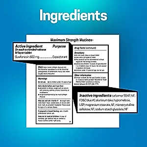 Chest Congestion, Mucinex Expectorant 12 Hour Extended Release Tablets, 20ct, 600mg Guaifenesin with Extended Relief of Chest Congestion Caused by Excess Mucus. Thins and Loosens Mucus