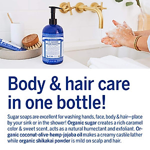 Dr. Bronner's - Organic Sugar Soap (12 oz Variety Pack) Lavender, Peppermint, Tea Tree, & Lemongrass - Made with Organic Oils, Sugar & Shikakai Powder, 4-in-1 Use: Hands, Body, Face & Hair | 4 Count