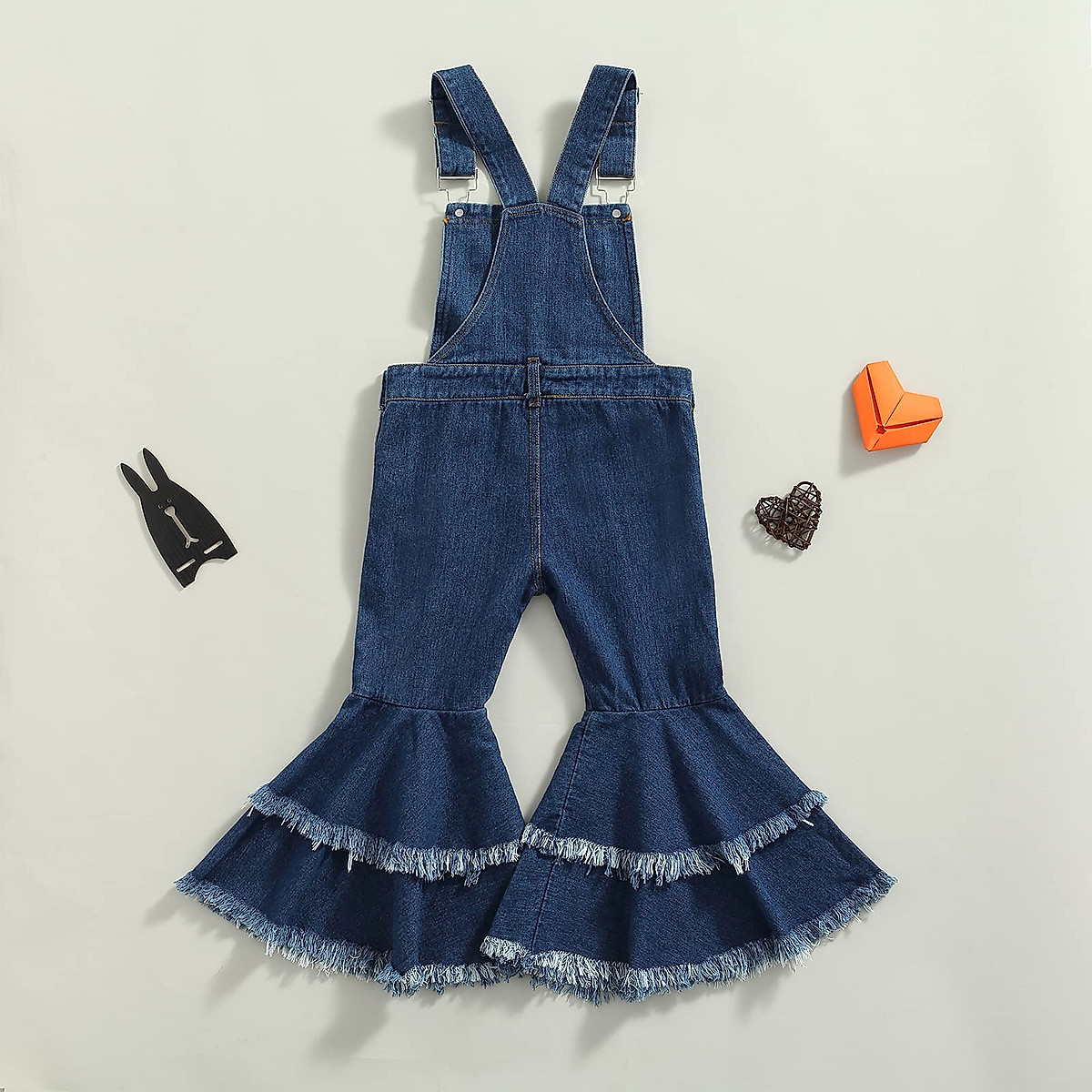 Karuedoo Kid Toddler Baby Girl Denim Overalls Ripped Bell Bottoms Flare Jeans Overalls Strap Suspender Pants Outfit (Blue, 3-4T)