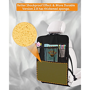 YaKuss Kick Mats Back Seat Protector for Kids, Seat Back Protectors with 8mm Thicken Cotton and Multi Pockets, Waterproof Seat Cover, Protect from Dirt, Mud, Car Seat Protector (2 Pack, 2.0)