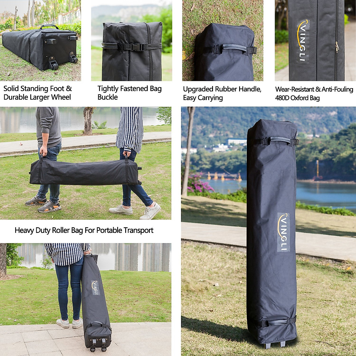 VINGLI 10x20 ft Pop Up Canopy Tent with 6 Sidewalls, Canopy 10x20 with Carry Bag, Outdoor Gazebo Canopy Tent Camping Tent, Patio Event Tent Outdoor Canopy Commercial Canopy (Blue)