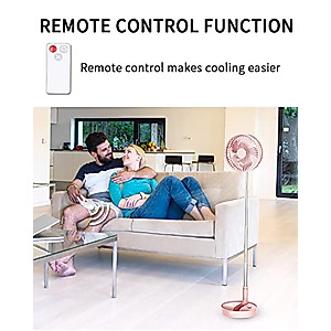 UN UNITEDTIME Desk and table fan, Air Circulator Fan Portable Travel Fans Battery Operated or USB Powered,Adjustable Height Foldaway with remote Control Timer, 4 Speed Settings (Pink)
