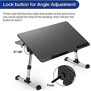 MJWDP Foldable Computer Table Portable Ajustable Laptop Desk Table with Cooling Fan for Bed Can be Lifted Standing Desk Home Furniture (Color : D)