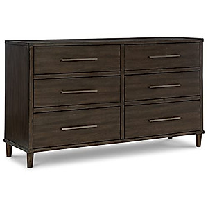 Signature Design by Ashley Wittland Mid-Century Modern 6 Drawer Dresser, Dark Brown