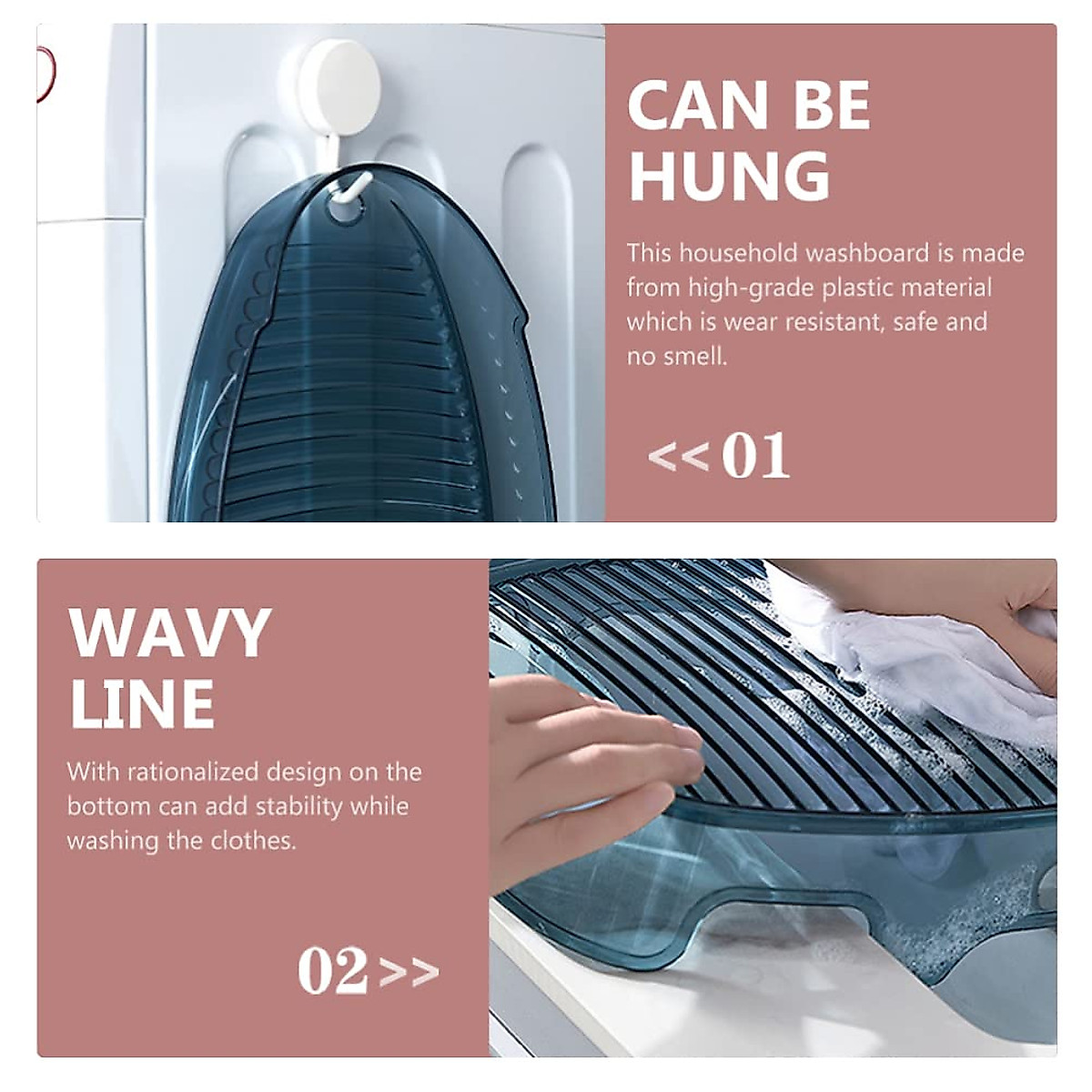 Cabilock Washing Washboard Baby Clothes Washboard Dormitory Washboard Home Scrubbing Board Non- Slip Socks Underwear Washboard Laundry Supply