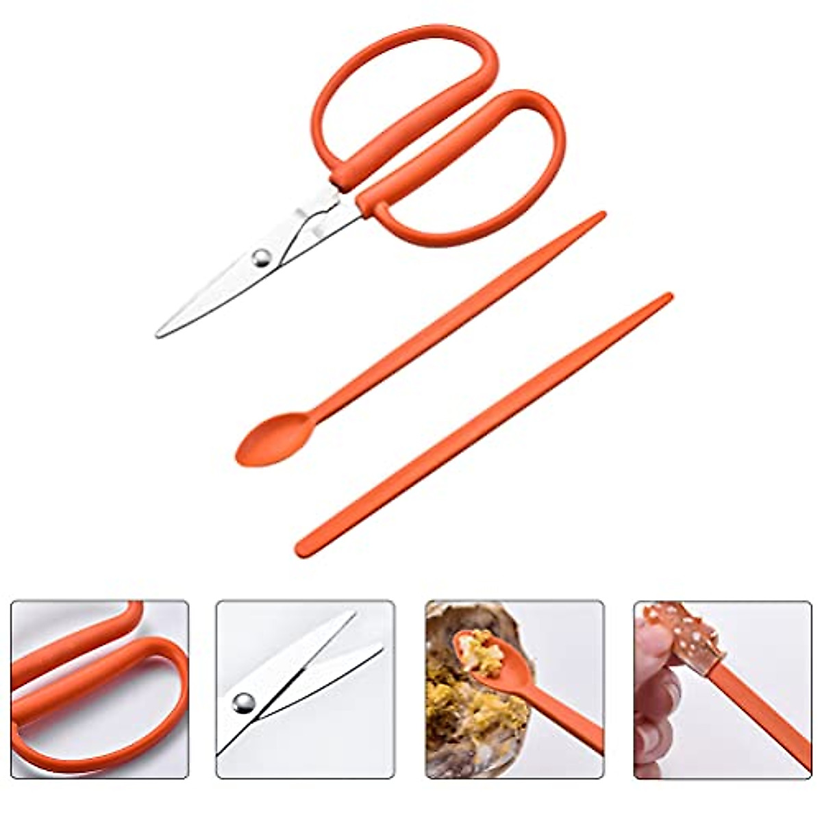 HEMOTON 5Pcs Set eat crab set lobster tools oyster shucking tools leg kit lobster crackers opener shrimp cleaning tool seafood spoon crab leg opener biscuit Stainless steel Sheller