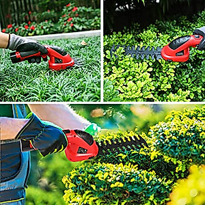 AVID POWER Cordless Grass Shears 7.2V, 2-in-1 Electric Small Hedge Trimmer, Portable Handheld Grass Trimmer with Rechargeable Battery and Charger, Lightweight & Safe Grass Cutter for Garden, Lawn-RED