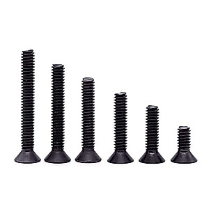 M8-1.25 x 12mm Flat Head Socket Cap Screws,Alloy Steel Grade 10.9, DIN 7991,Black Oxide, Allen Hex Drive,Hex Socket Drive, Fully Thread 50Pcs