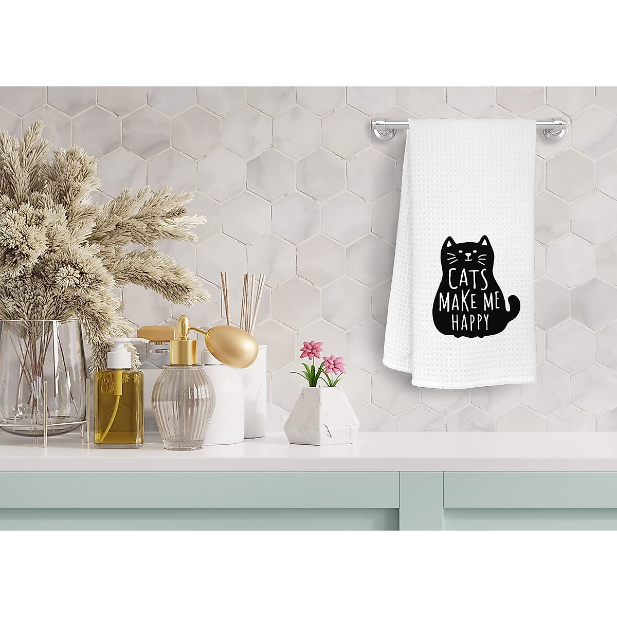 ZJSYXXU Funny Black Cat Kitchen Towels Dishcloths,Cats Make Me Happy Dish Towels Tea Towels Hand Towels for Kitchen,Home Girl Room Decor,Gifts for Cat Lovers Girls Women
