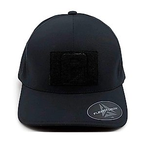 Pull Patch Delta Flexfit Hat | Black Tactical Cap | L/XL | Moisture-Wicking | 2x3 in Loop Surface to Attach Patches