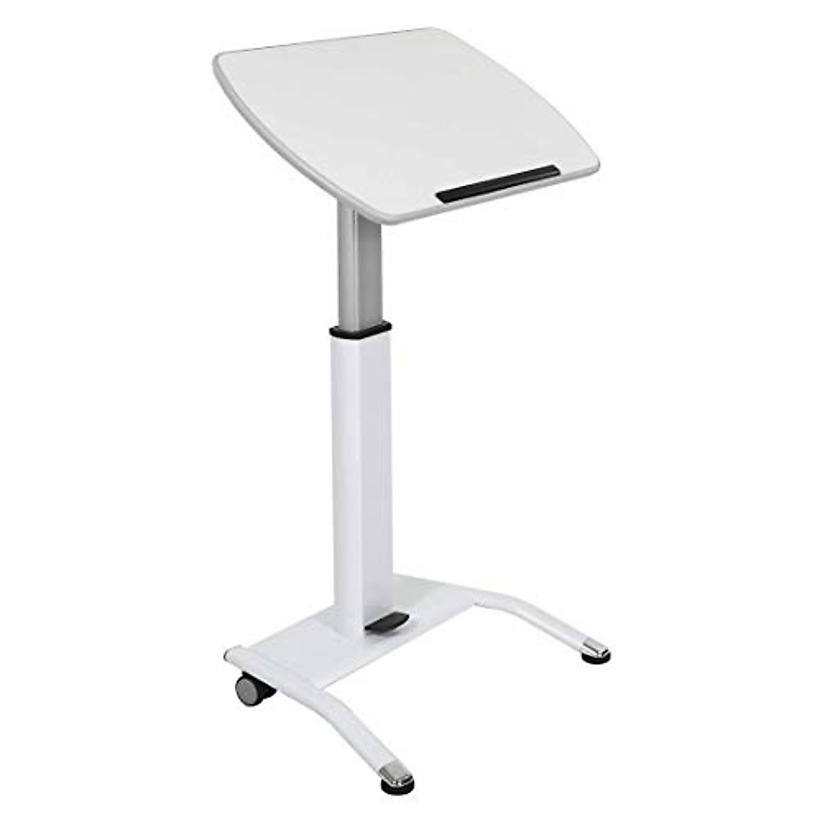 Stand Up Desk Store Pneumatic Adjustable Height Tilting Laptop Lectern Speakers Podium (White, 25.5" Wide)