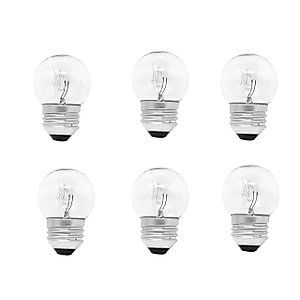 Mandala Crafts Low Wattage Light Bulbs for Signs and Indicators G40, S11, 7.5 W, E26 Base, 6 Pack