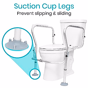 Vive Toilet Safety Rail Frame - Grab Bars for Bathroom - Fall Prevention - Adjustable Non Slip for Adults, Seniors, Elderly, Disabled, Handicapped - Padded Handle Support - Medical Device for Home Use