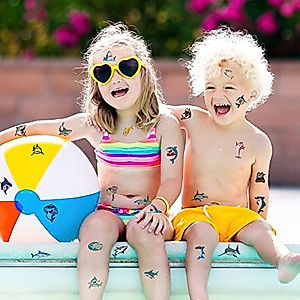 12 Sheets Shark Tattoos for Kids, Qpout Shark Tattoos Temporary for Boys Party Favors, Ocean Temporary Tattoos Sea Tattoos, Fake Tattoos Decorations for Baby Shower Boys Shark Themed Birthday Party