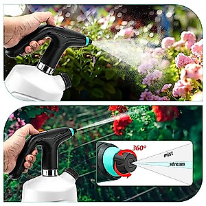 Electric Water Sprayer - 1/2 Gallon Sprayer Automatic Plant Mister Spray Bottle 2L Watering Can Fine Mist Sprayer for Indoor Outdoor Plants Garden Sprayer (White)