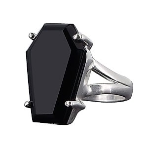 Black Onyx Coffin Silver Ring | Natural Black Onyx Sterling Silver 925 Handmade Coffin Ring | Handmade Jewelry