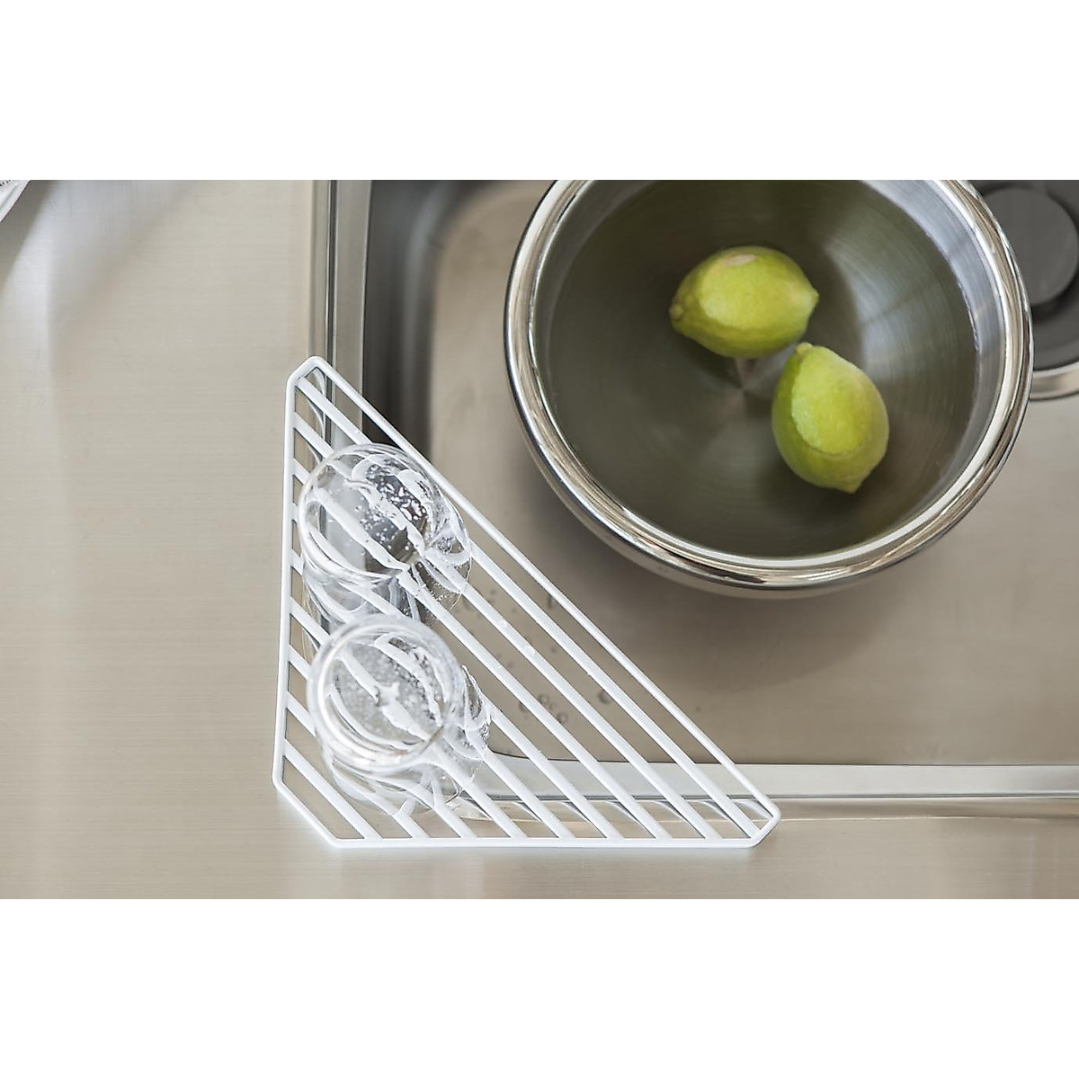 Yamazaki Home Corner Sink Steel | Drainer Tray, One Size, White