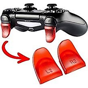 Ambertown 1 Pairs L2 R2 Trigger Extenders Buttons for Playstation 4 PS4 PS4 Slim Pro Controller (Clear Red)