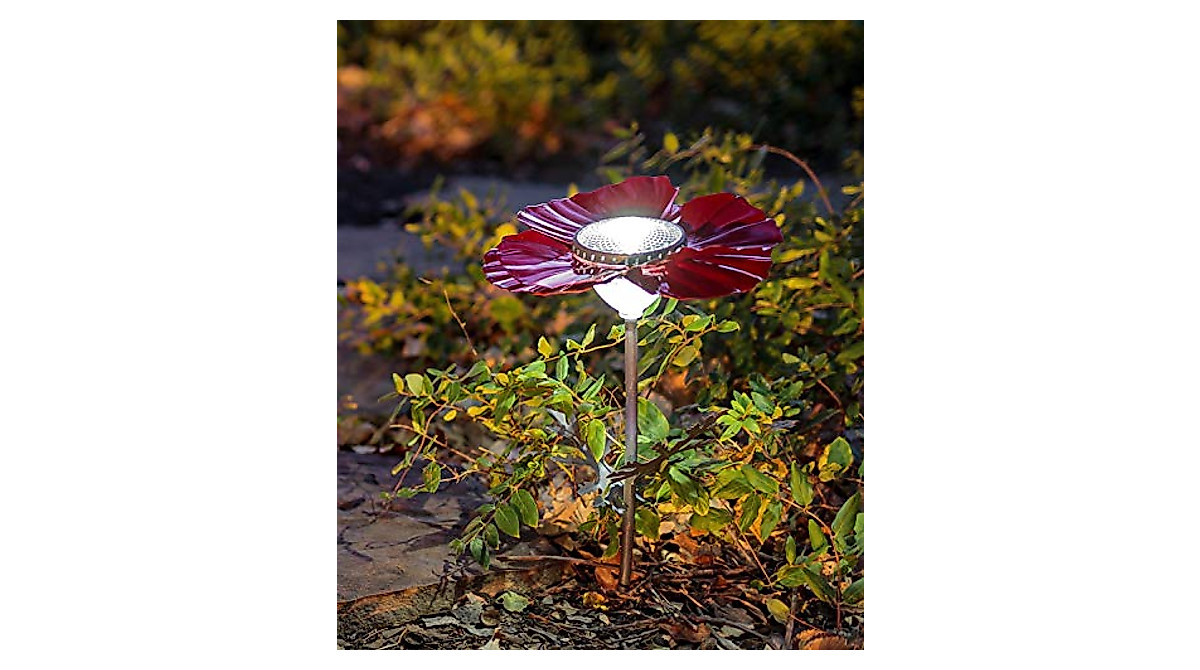 Desert Steel Flower Solar Light - (Red Poppy - 18" H x 11.5" W) - 20 ...