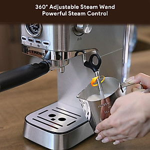 GOTMORE Espresso Machine with Milk Frother, Espresso Machine for Latte Cappuccino, Stainless Steel Professional Compact Espresso Coffee Machines, 33oz Removable Water Tank Coffee Espresso Maker