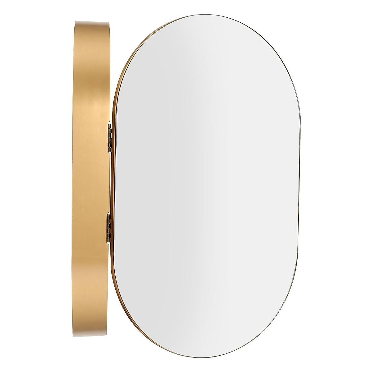 ZHIMIFU Oval Cabinet Mirror Bathroom Medicine Cabinet with Mirror Wall Storage Cabinet Vanity Wall Mirrors for Home Decor Bathroom Bedroom Living Room or Hallway,19.8” W x 30.8” H(Gold)