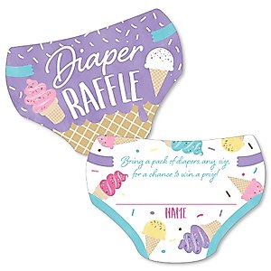 Big Dot of Happiness Scoop Up the Fun - Ice Cream - Diaper Shaped Raffle Ticket Inserts - Sprinkles Baby Shower Activities - Diaper Raffle Game - Set of 24