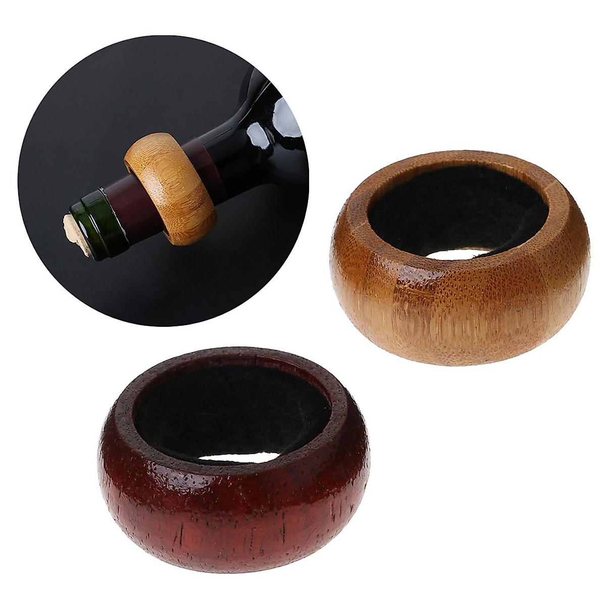 XISAOK Wine Bottle Collar - Wooden Red Wine Bottle Drip Collar - Stop Drips Ring Home Bar Accessories