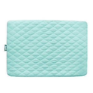 Pack n Play Sheet Quilted Waterproof Protector, 2 Pack Premium Fitted Pack n Play Pad Cover 39" X 27" fits for Baby Foldable and Playard Mattress, Portable Mini Crib, Aqua&Lavender