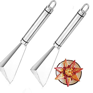 QFC Fruit Carving Knife, Stainless Steel Antislip Channel Knife Tool, V Shape Fruit Carving Tool Kitchen Accessories, Food DIY Carving Mold Tool for Home Kitchen (2PCS)