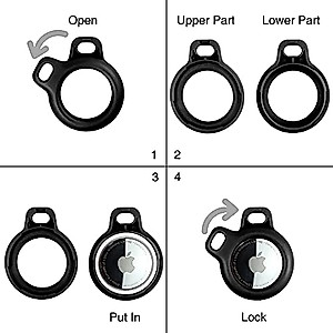 AirTag Holder with Strap and Key Ring, Hard Case for Apple Tracker with Keychain, Secure Holder 4 Pack