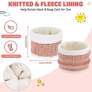 Toddler Kids Winter Hats Touchscreen Gloves Scarfs Set Pompom Beanie Caps Neck Warmer with Fleece for 5-8 Years Old Baby Girls Boys Gifts