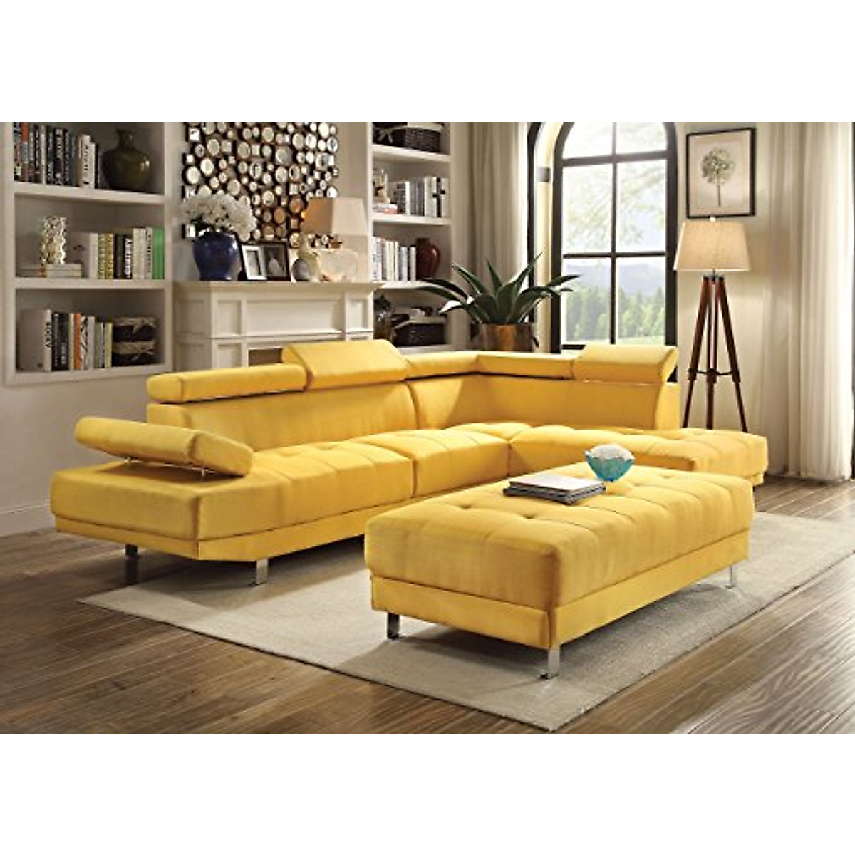 Glory Furniture Riveredge , Yellow Sectional (2 Boxes), 28"H X 109"W X 34"D,