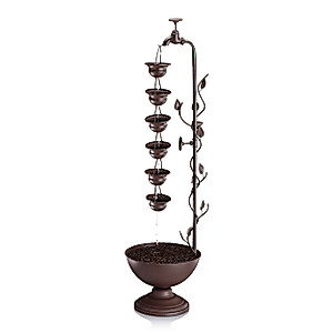 Alpine Corporation 38" Tall Indoor/Outdoor Hanging 6-Cup Tiered Floor Water Fountain, Bronze