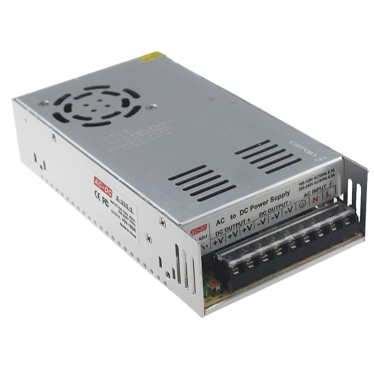 Rextin DC 5V 60A 300W Regulated Transformer Power Supply Driver SW For LED Strip Lights (300W)