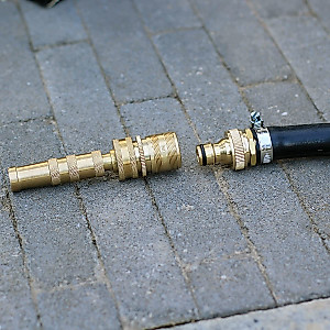 YELUN Garden Hose Quick Connect Solid Brass 3/4 inch GHT External Thread Easy Connect Fittings No-Leak Water Hose Male Quick Connector and Female product adapters (1 SET)