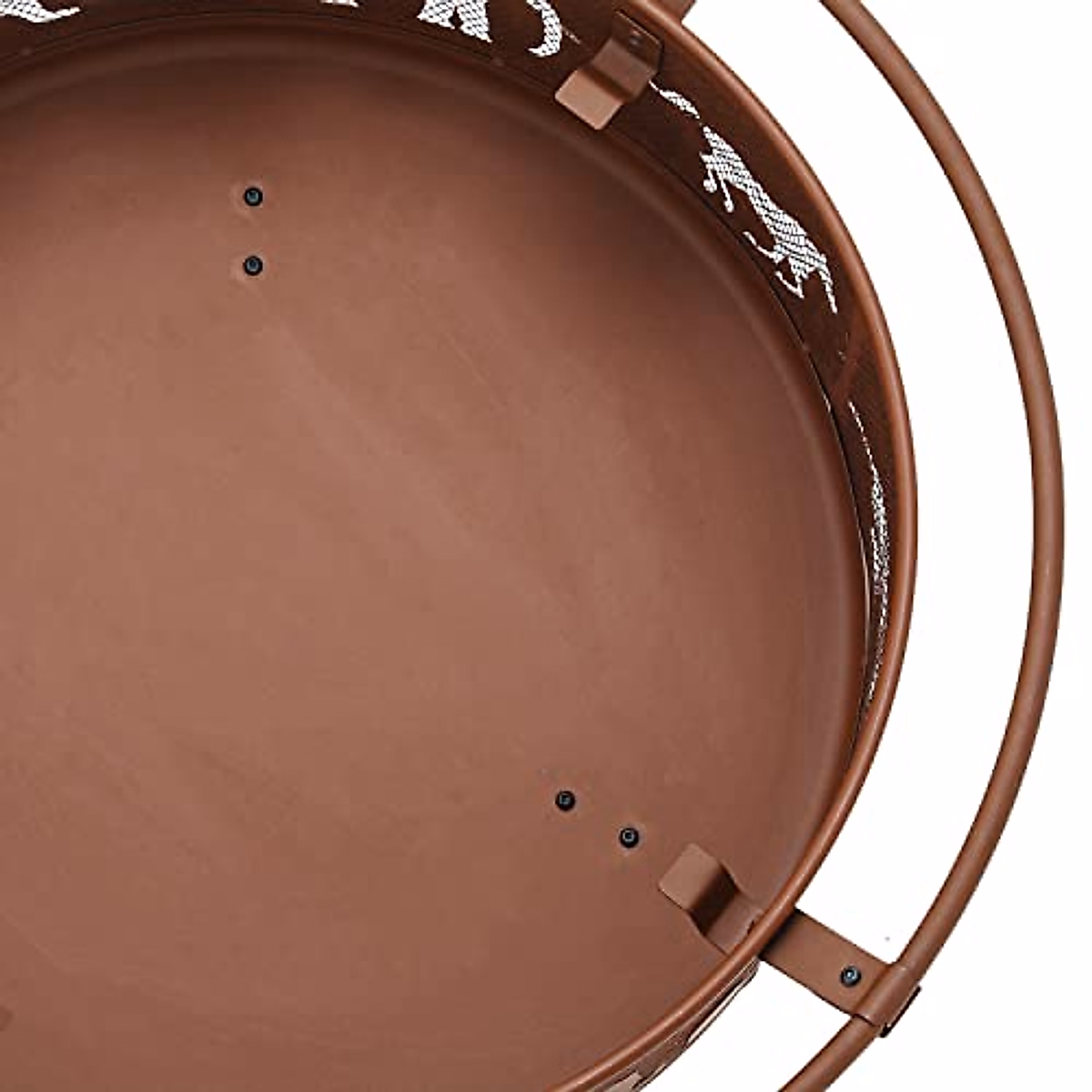 MoNiBloom 32" Wood Burning Fire Pits Horse Pattern Round Metal Firepit Burning Fireplace with Spark Screen Cover and Poker for Patio Backyard Picnic Garden, Red