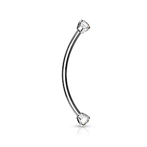 Forbidden Body Jewelry Snake Eyes Piercing Jewelry Tongue, Conch, Belly Button or Eyebrow Rings for Women & Men - 16g Curved Barbell 3mm Clear Crystal Surgical Steel Piercing (1 Pcs - 9/16")