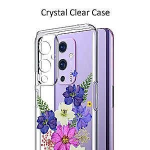 Unov Case Compatible with OnePlus 9 5G Clear with Design Soft TPU Shock Absorption Slim Embossed Pattern Protective Back Cover OnePlus 9 5G Case 6.5 inch (Very Peri Bouquet)