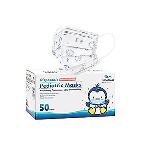 Albatross Health New England 50 Pack Disposable Kids Face Mask. Breathable 3-Ply Anti-Dust/Saliva/Smog For Children Boys and Girls… (Blue)