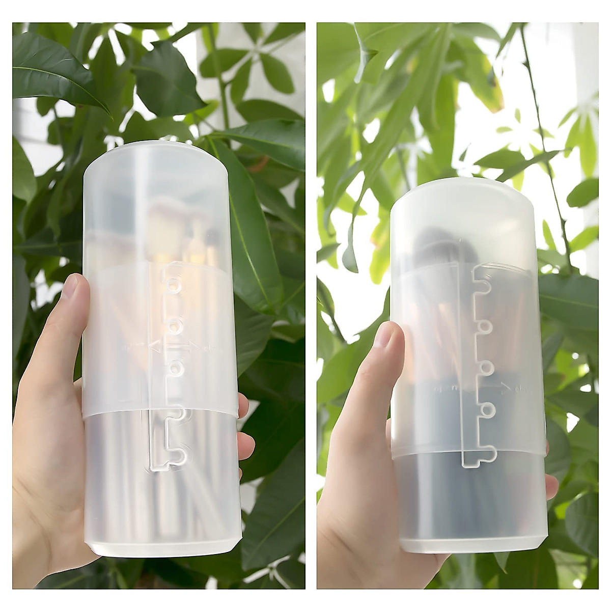 OCHEAL 2 Pack Transparent Plastic Makeup Brush Holders, Dual Use, Lightweight, Spacious