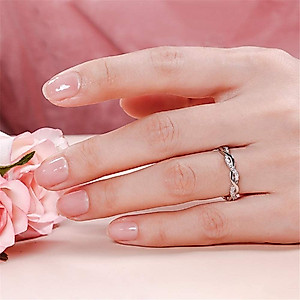 Jeulia Moissanite Twist Round Cut Gold Band for Engagement Anniversary Eternity Promise Wedding Band Ring Set With Jewelry Box (Sterling Silver, 6)